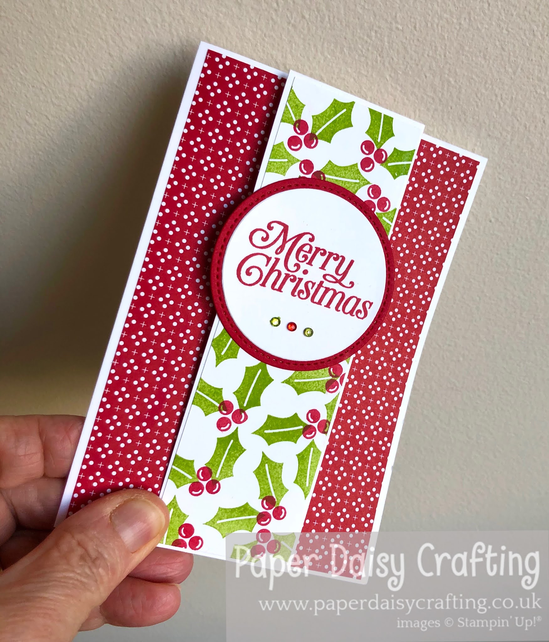 Paper Daisy Crafting: Fancy Fold Holly Christmas Card - Take 2
