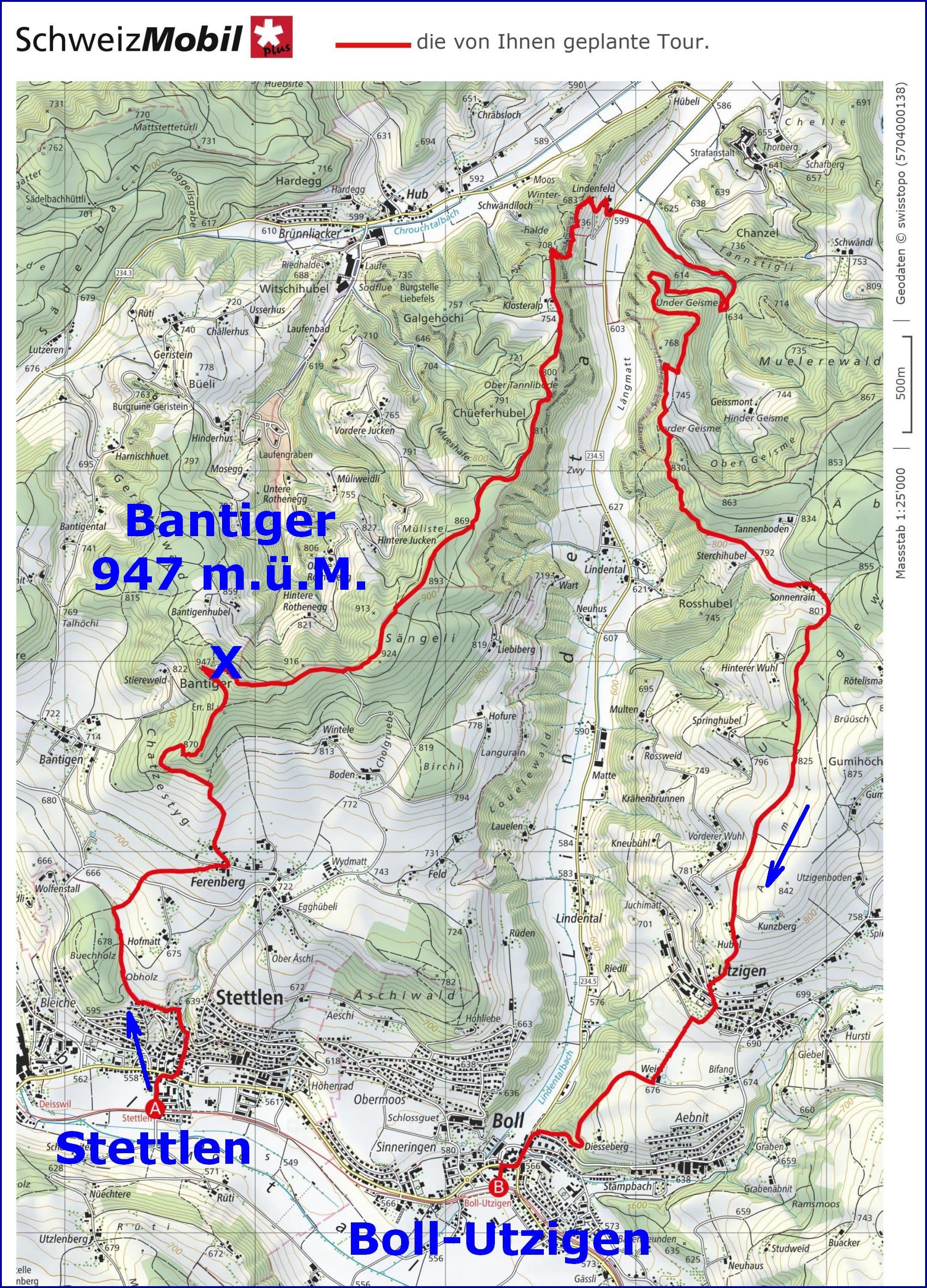 Stettlen – Bantiger – Boll (BE) – Wandern mit Freunden