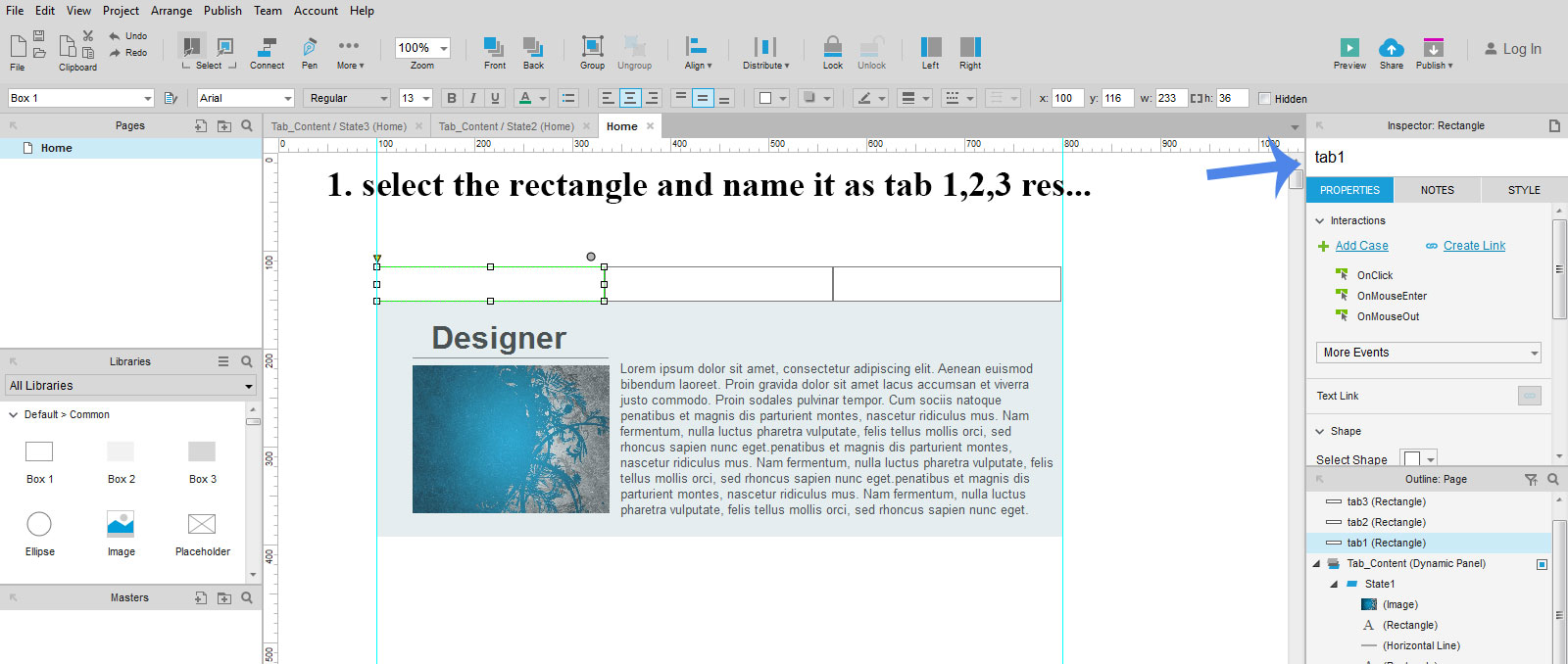 UI/UX Design: TAB CONTROL Using Axure RP 8