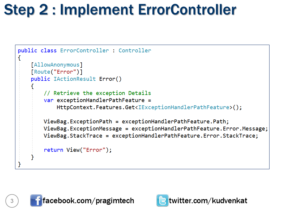 Sql Server Net And C Video Tutorial Global Exception Handling In Core Mvc Slides