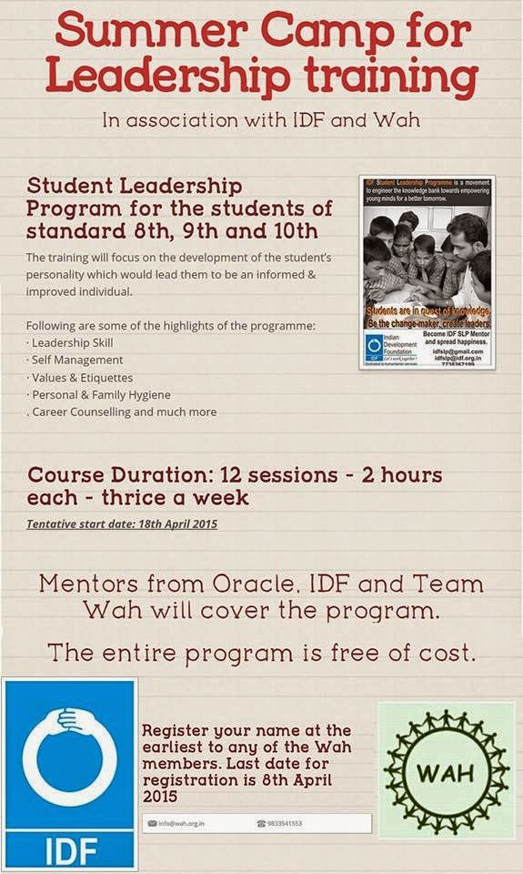 INDIAN DEVELOPMENT FOUNDATION: Summer Camp for Leadership Training