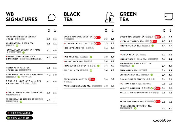 Bubble Tea Intel: Woobbee Singapore 2020 Menu - alexis blogs