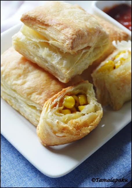 Sweet Corn Puffs ~ Tamalapaku