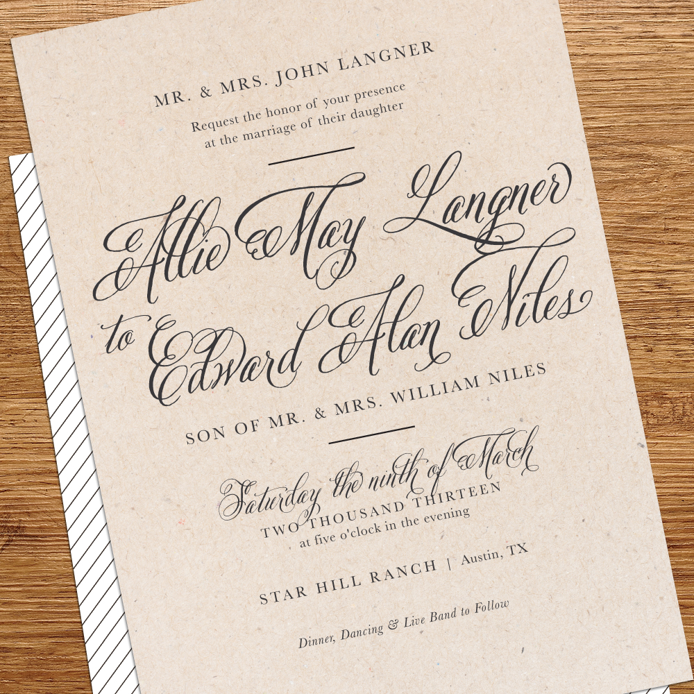 Kxo Design: RUSTIC KRAFT PAPER WEDDING INVITATION