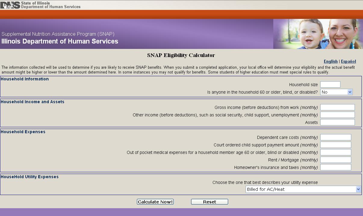 Financial Aid Resources : Illinois SNAP Eligibility Caluclator