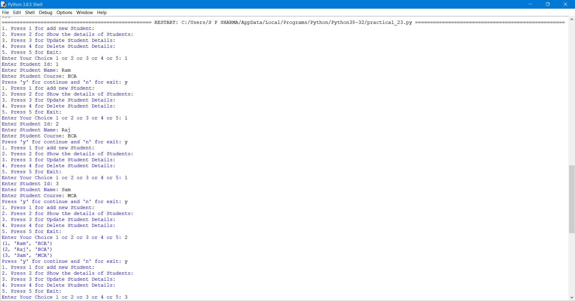 Tgtpgtcs Practical 23 Python Mysql Connectivity For Class 12 Cs And
