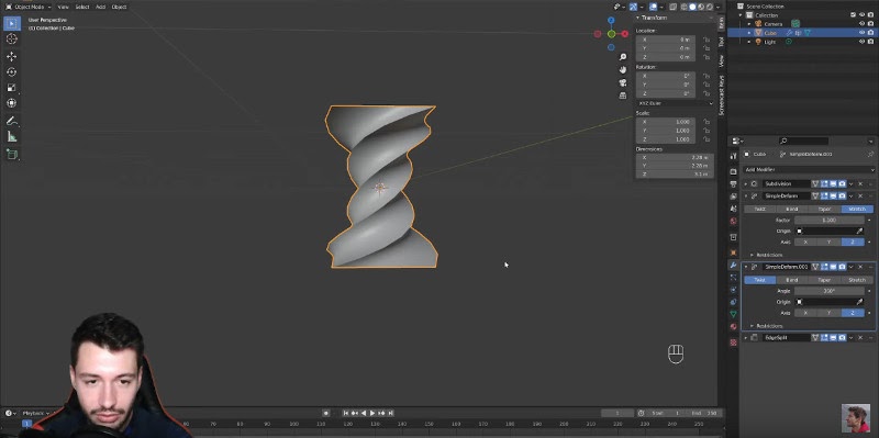 Blender-4d: Le Modifier Simple Deform Blender 2.9