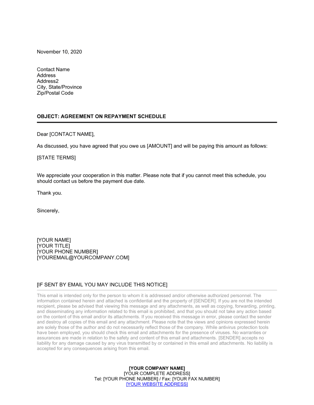 Payment Plan Letter Template ~ Resume Letter