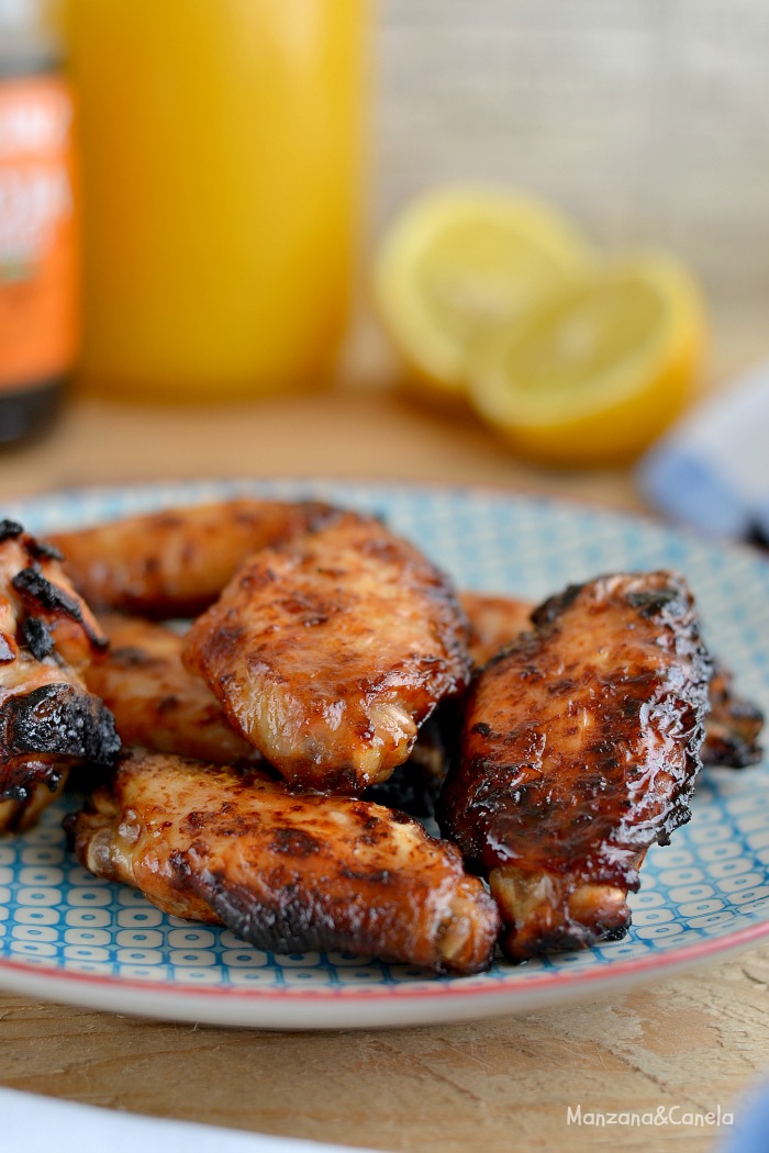 Manzana&Canela: Alitas de pollo al horno, con soja, miel y limón