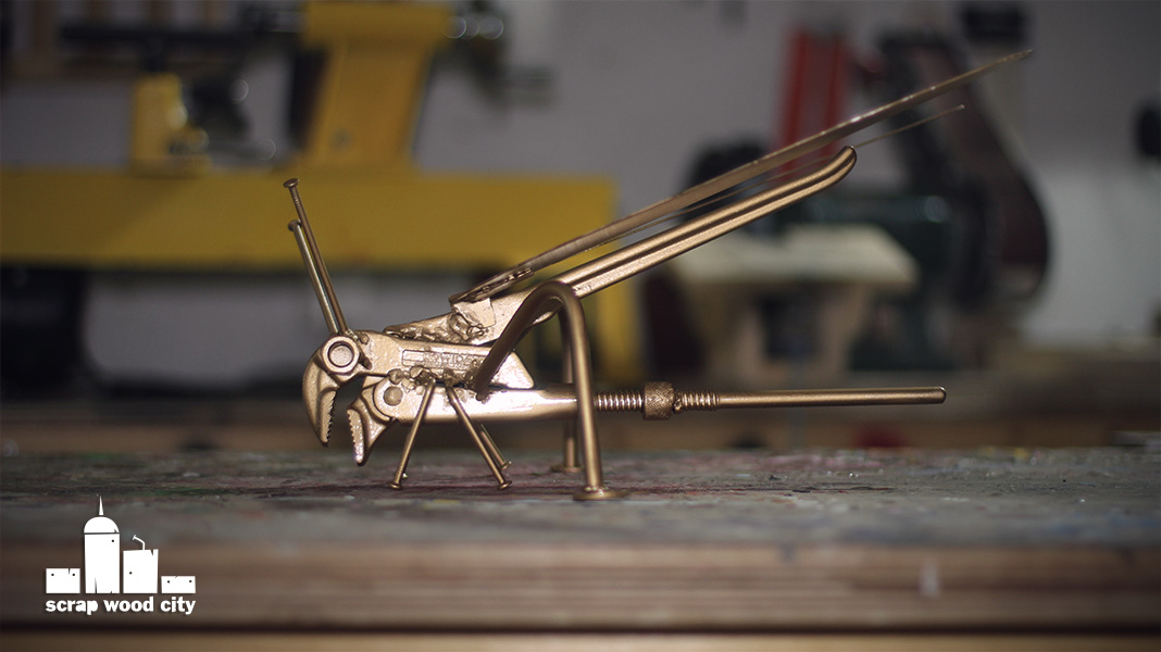 scrap wood city: How to make a DIY metal grasshopper sculpture