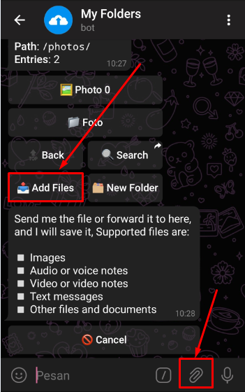 Cara Menggunakan Cloud Storage di Telegram - Blogger Toraja