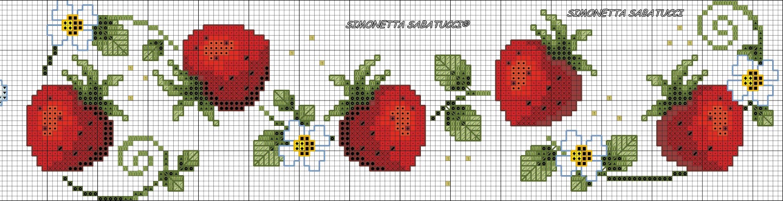 BORDURA FRAGOLE SCHEMA PUNTO CROCE