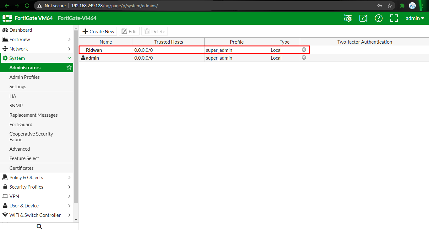 Cara membuat User Login di FortiGate VM64