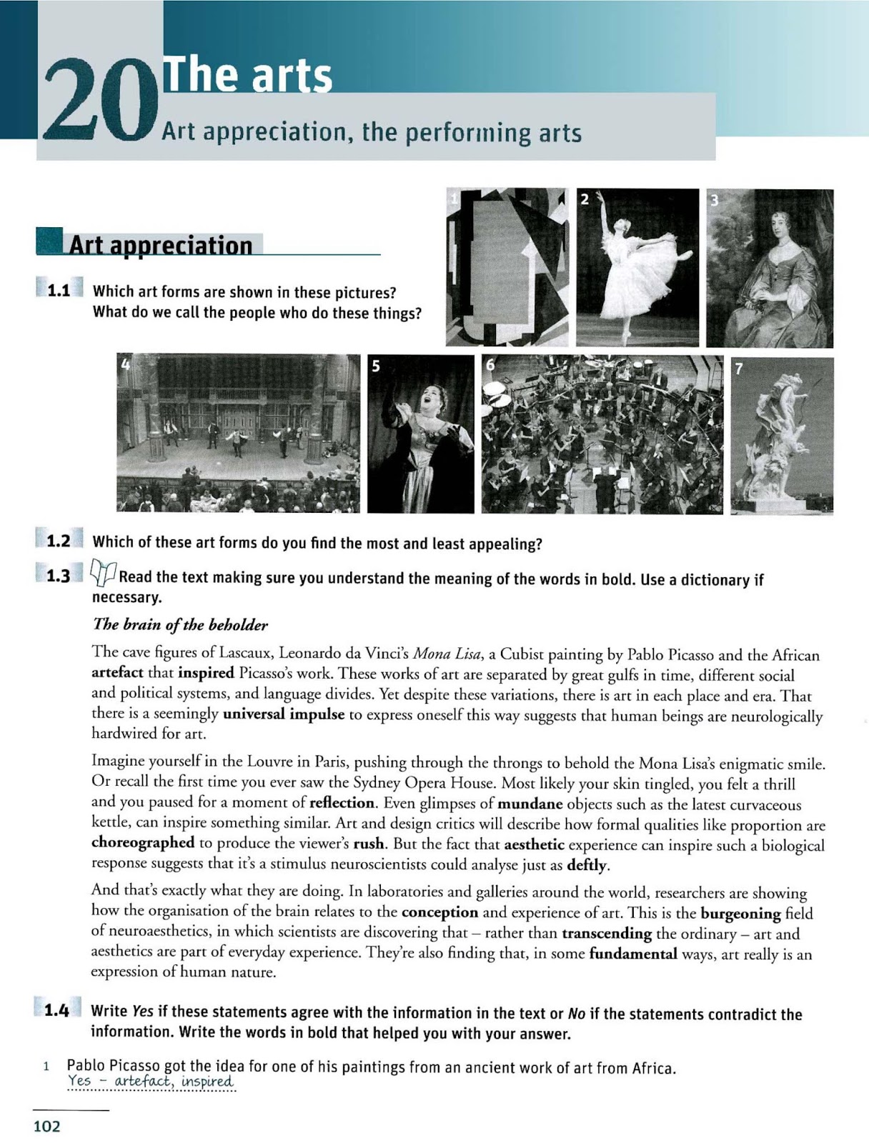 Unit 20 The arts: Art appreciation, the performing arts