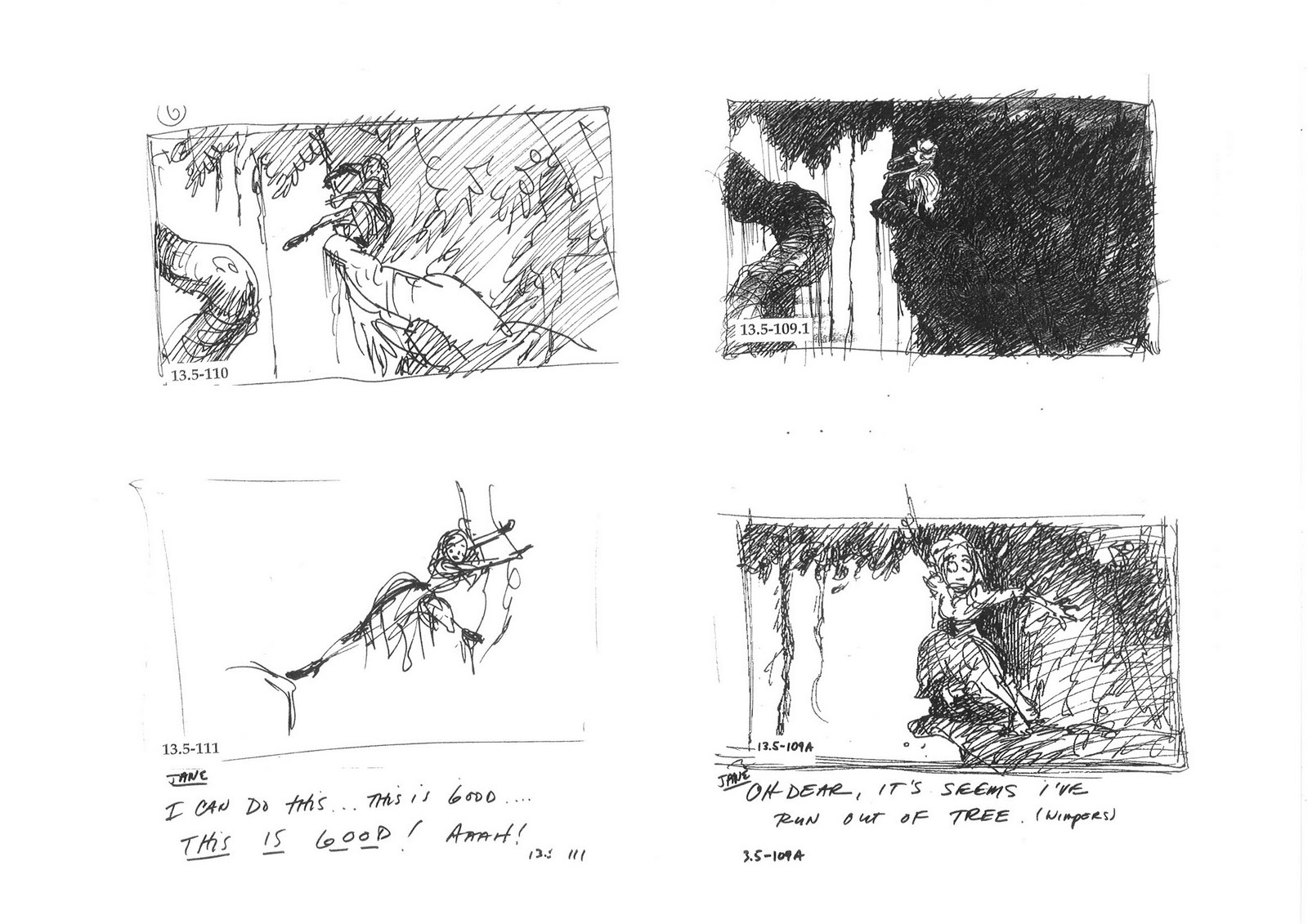 Living Lines Library: Tarzan - Storyboards, Storyboard Sketches