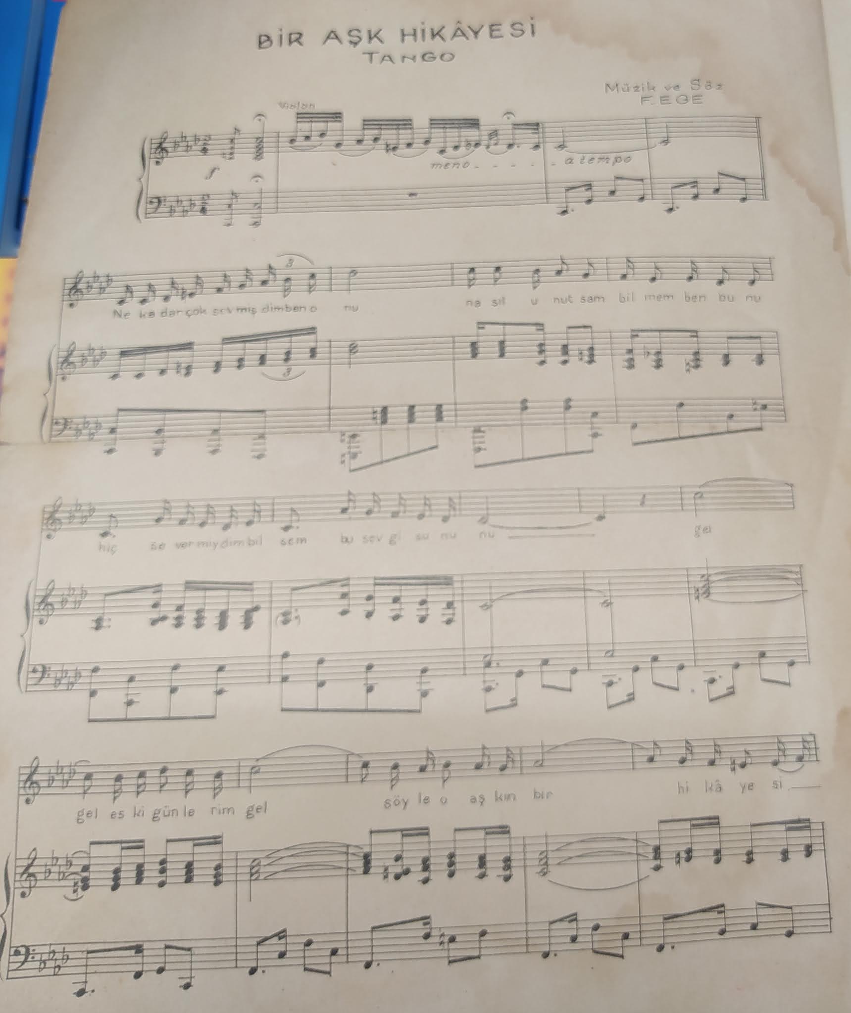 Şarkılar Notalar: Bir aşk hikayesi