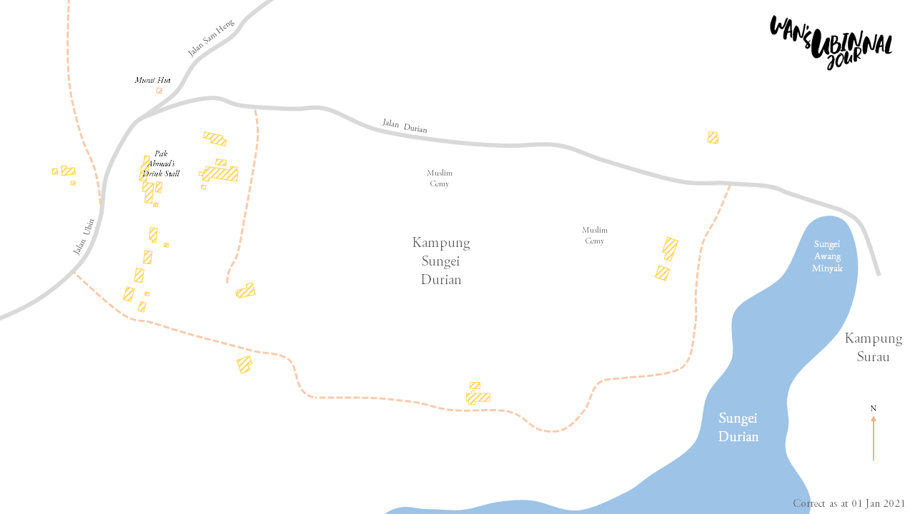 Revised Historical Map of Kampung Sungei Durian, Pulau Ubin (2021)