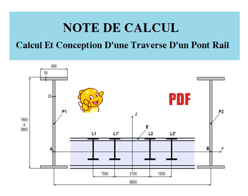 Note calcul conception étude poutre traverse pont rail