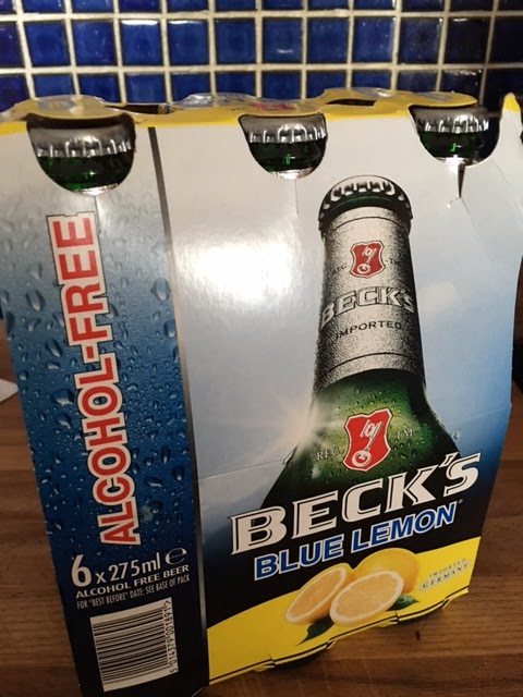 Beck's Blue Lemon beer- refreshing, alcohol free & only 53 calories a bottle.