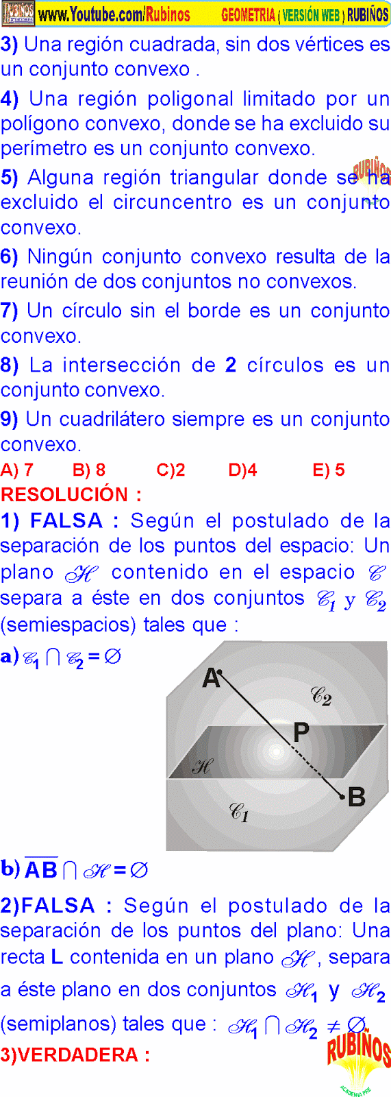 CONJUNTOS CONVEXOS EJERCICIOS RESUELTOS DE GEOMETRÍA PREUNIVERSITARIA PDF