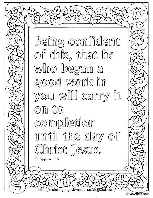 Coloring Pages for Kids by Mr. Adron: Free Philippians 1:6 Print and ...