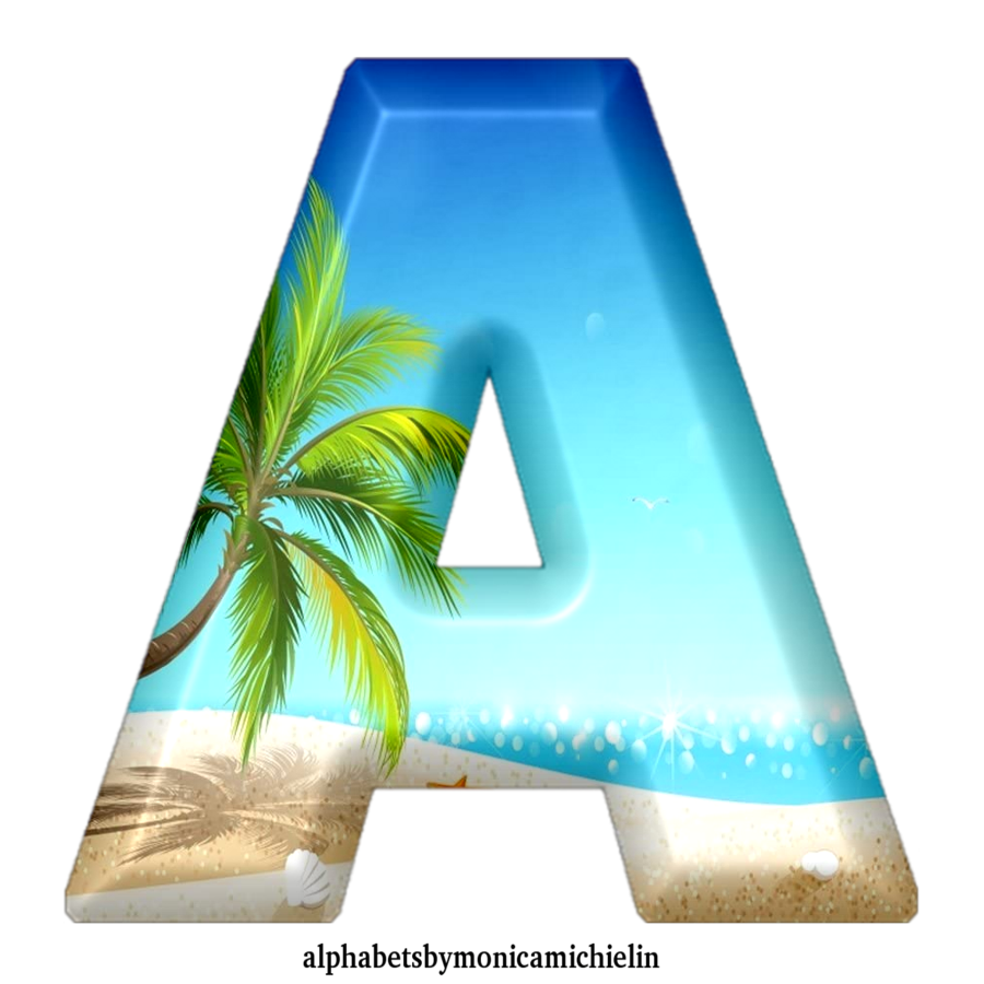 Monica Michielin Alphabets: BEACH SAND BLUE WATER PALM TREE CARTOON ...