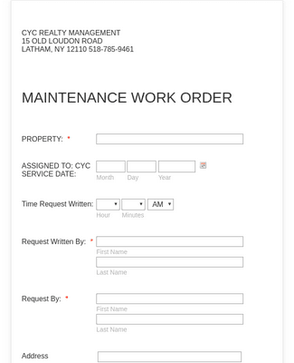 Printable Maintenance Work Order Forms - Invoice Template