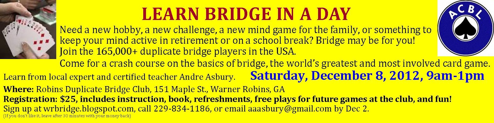 Robins Duplicate Bridge Club: Lessons