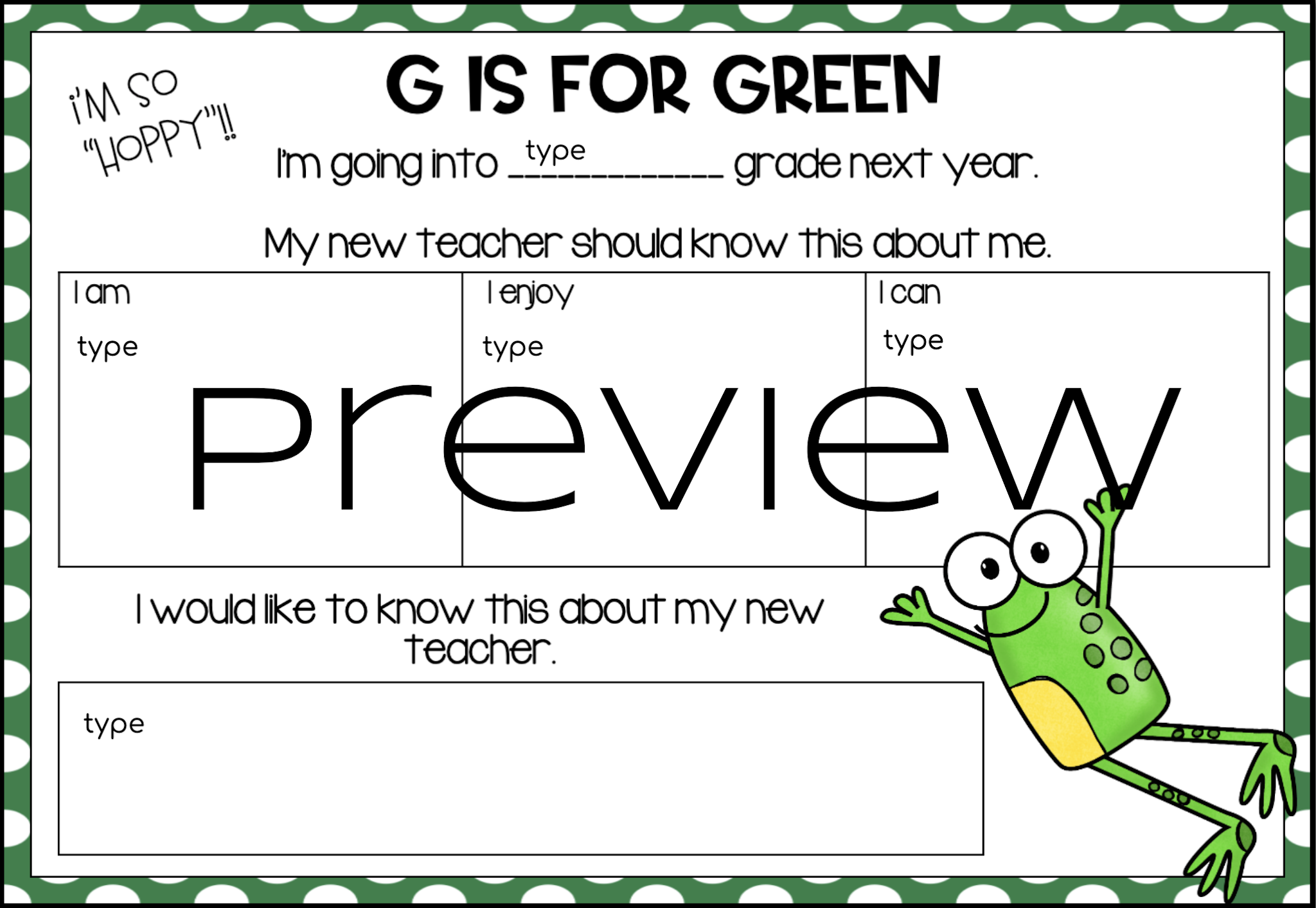 1st Grade Hip Hip Hooray!: Gg is for Green Day/Games...ABC Countdown to ...