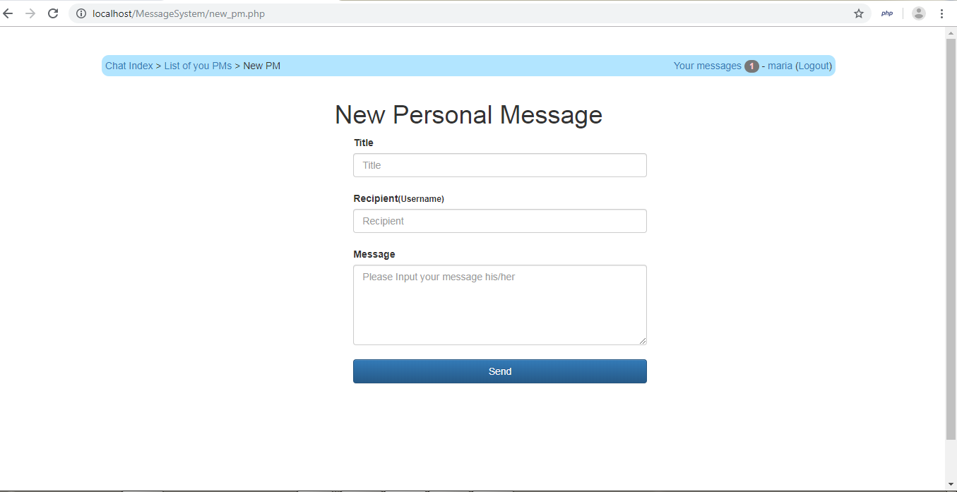 Message System Using PHP/Mysqli