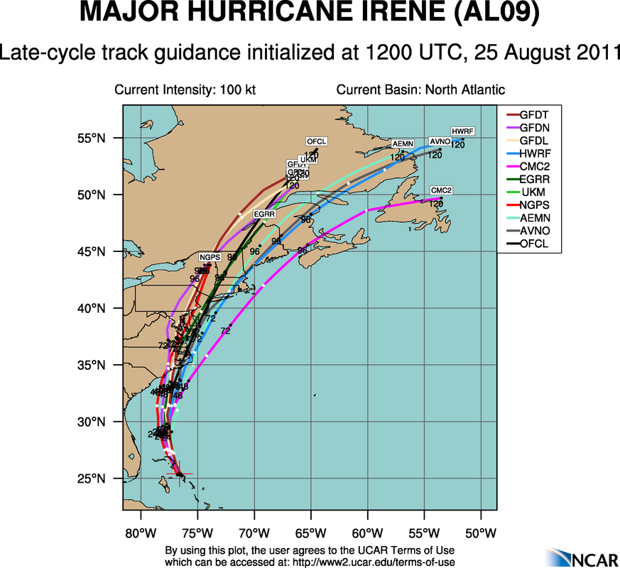 Wasatch Weather Weenies: Hurricane Irene Track Forecasts