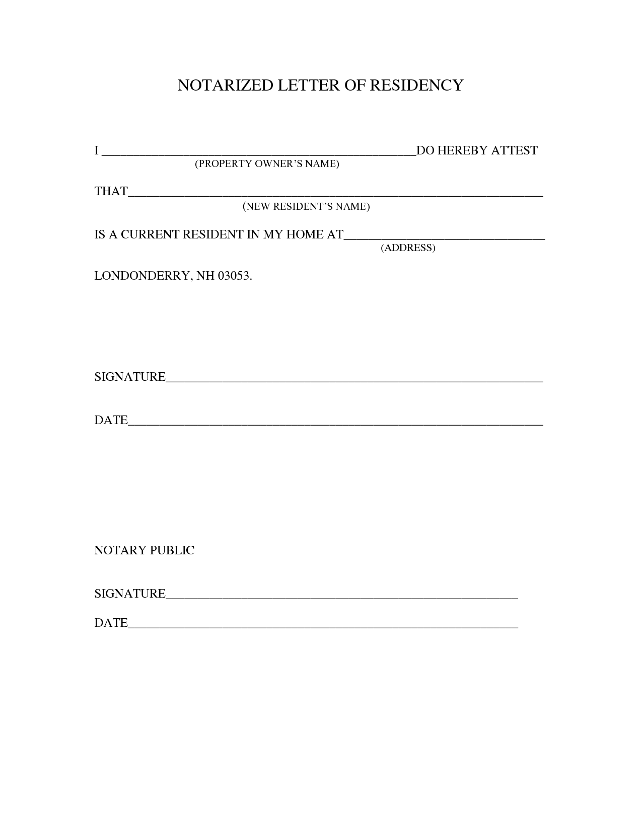 Printable Notarized Letter Of Residency Template ~ Resume Letter