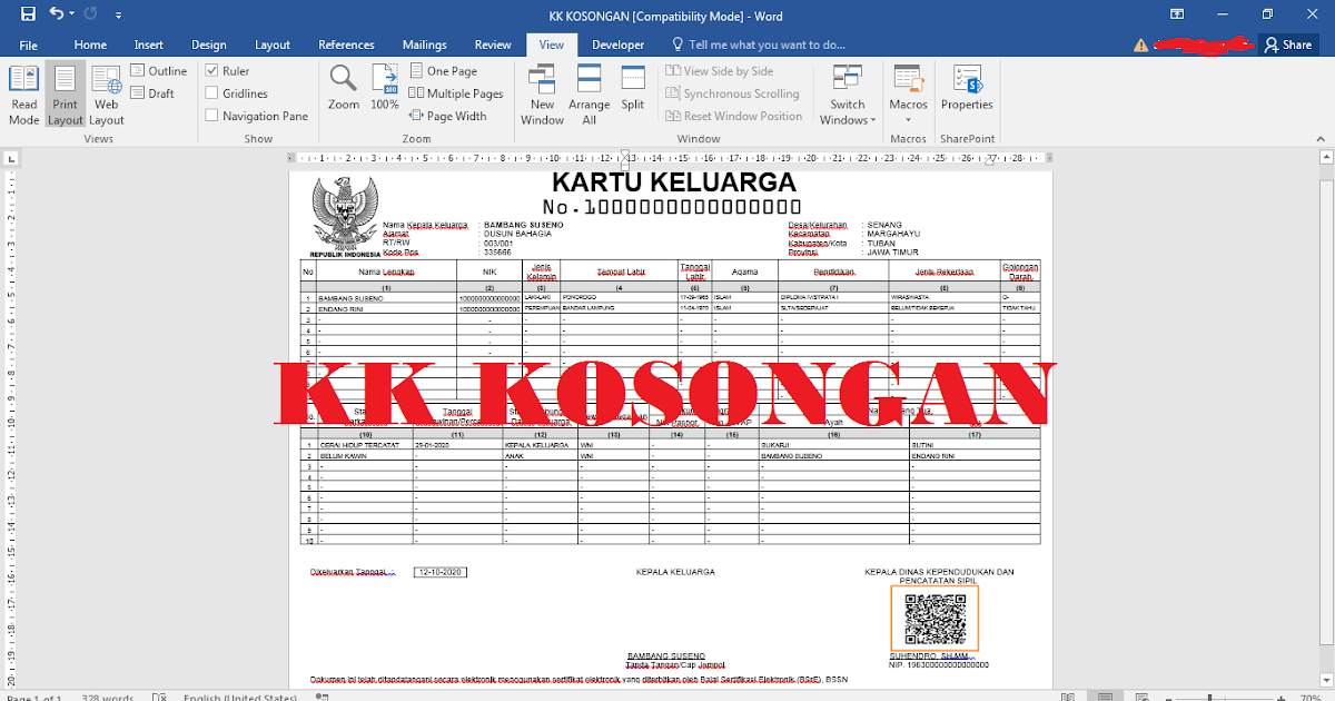 Download Blangko KK Kosong Asli 2023 Disdukcapil Terbaru - Buwoh.com