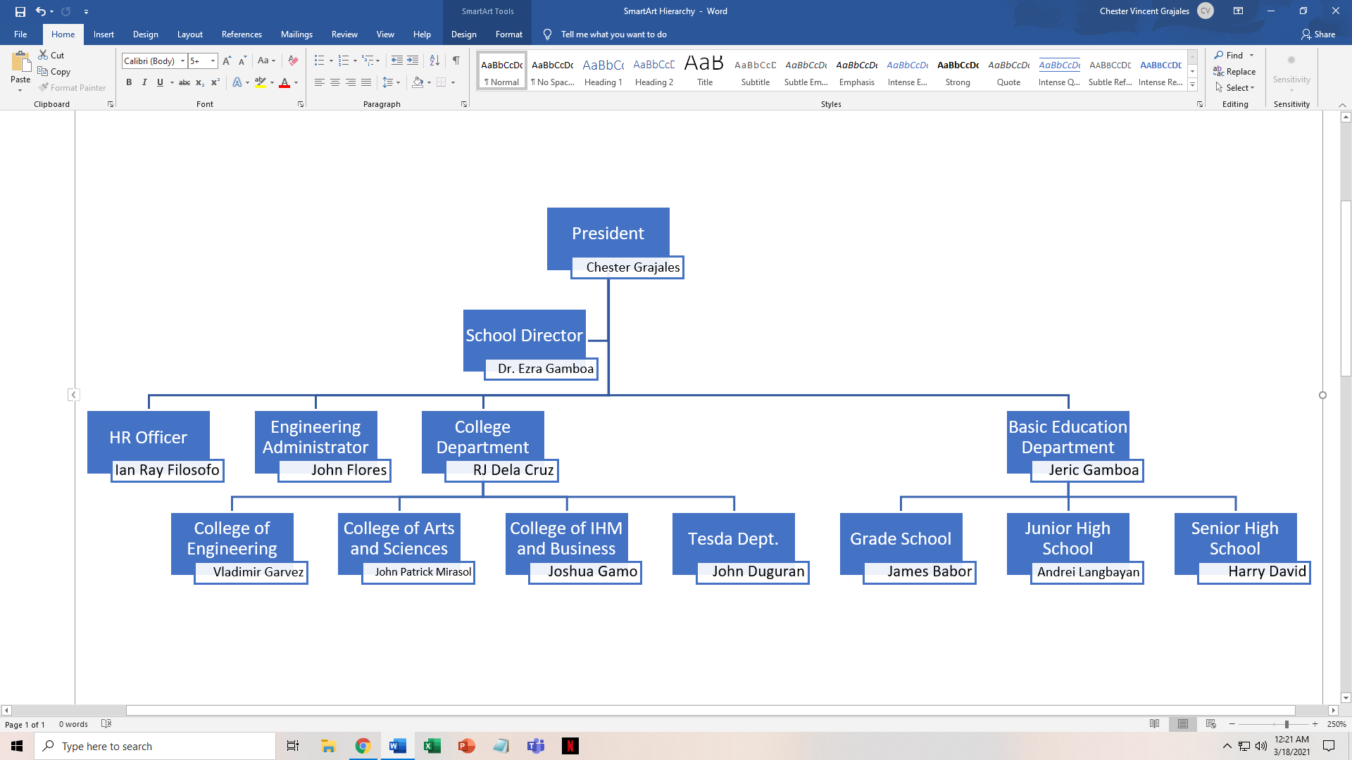SmartArt Graphics Cycle, Hierarchy Name and title Organizational Chart ...