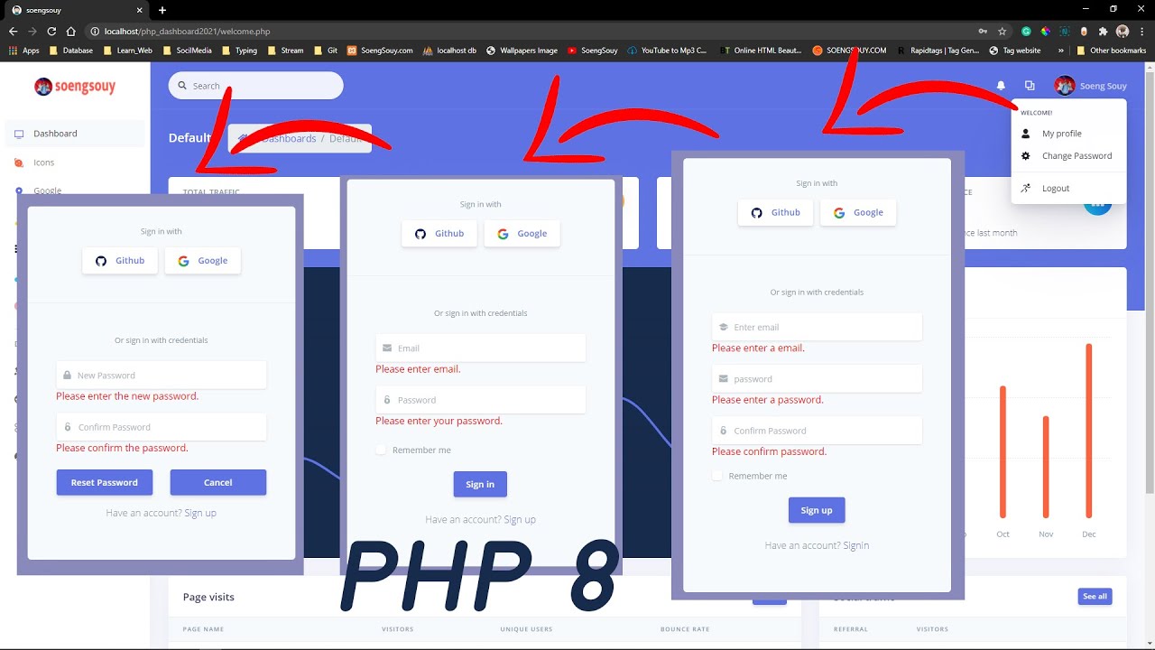 PHP8 Login and Register Admin dashboard
