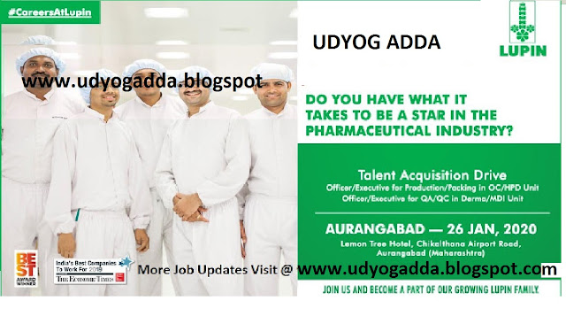 UDYOG ADDA: Lupin Ltd - Walk-In Interview on 26th Jan' 2020 for QA / QC / Production Packing ...