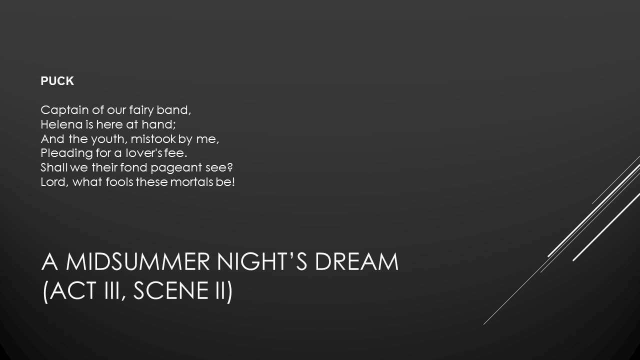 Shakespeare Talks! : A Midsummer Night's Dream (Act III, scene ii)