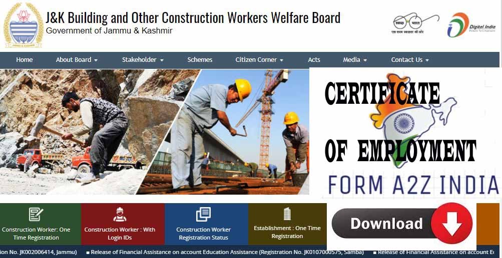 Labour Card Employment Certificate Pdf JKBOCW