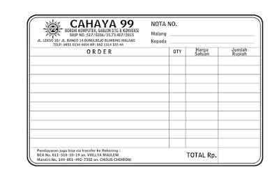 Contoh Nota Bon Kosong