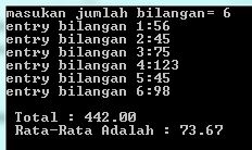 Contoh Program Menghitung Jumlah dan Rata-Rata Beberapa Buah Bilangan ...