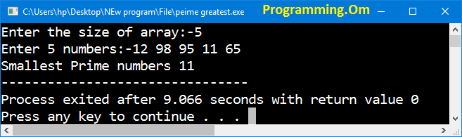 Program In C To Find Smallest Prime Number From Array Using Function Program In C To Find Smallest Prime Number From Array Using Function