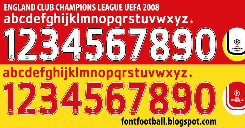 FONT FOOTBALL: Font Vector England Club UEFA Champions League 2008 kit