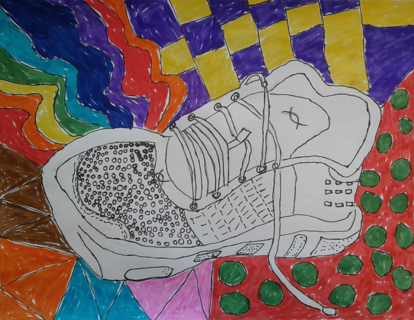 a faithful attempt: Observational Shoe Contour Drawing with Patterns