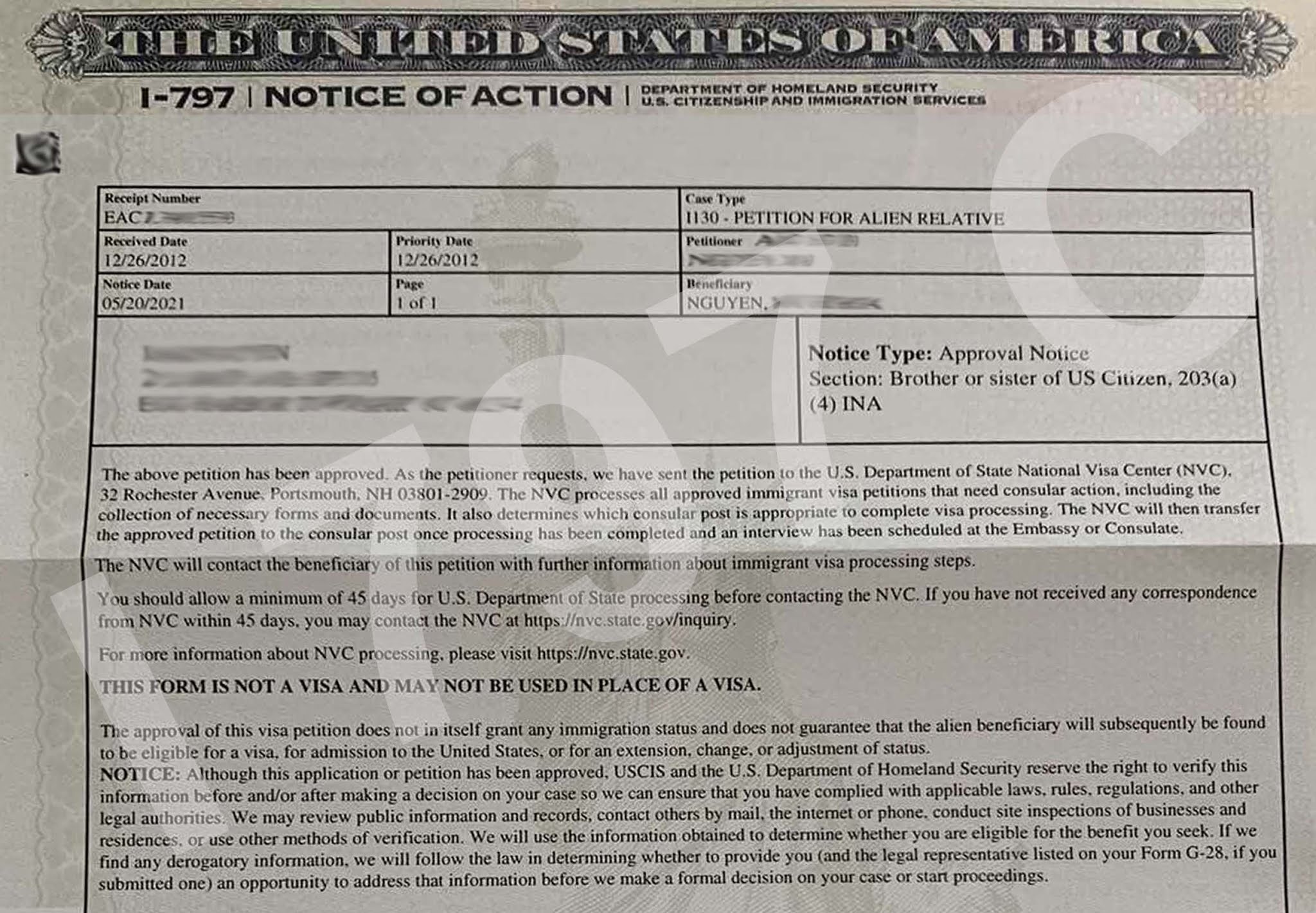 Chào mừng bạn đến blog cá nhân Nguyễn Ngọc Liêm: Vì Sao Nhận Form I 797 C