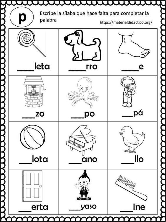 La huella del saber: Construyamos palabras con las silabas M - P