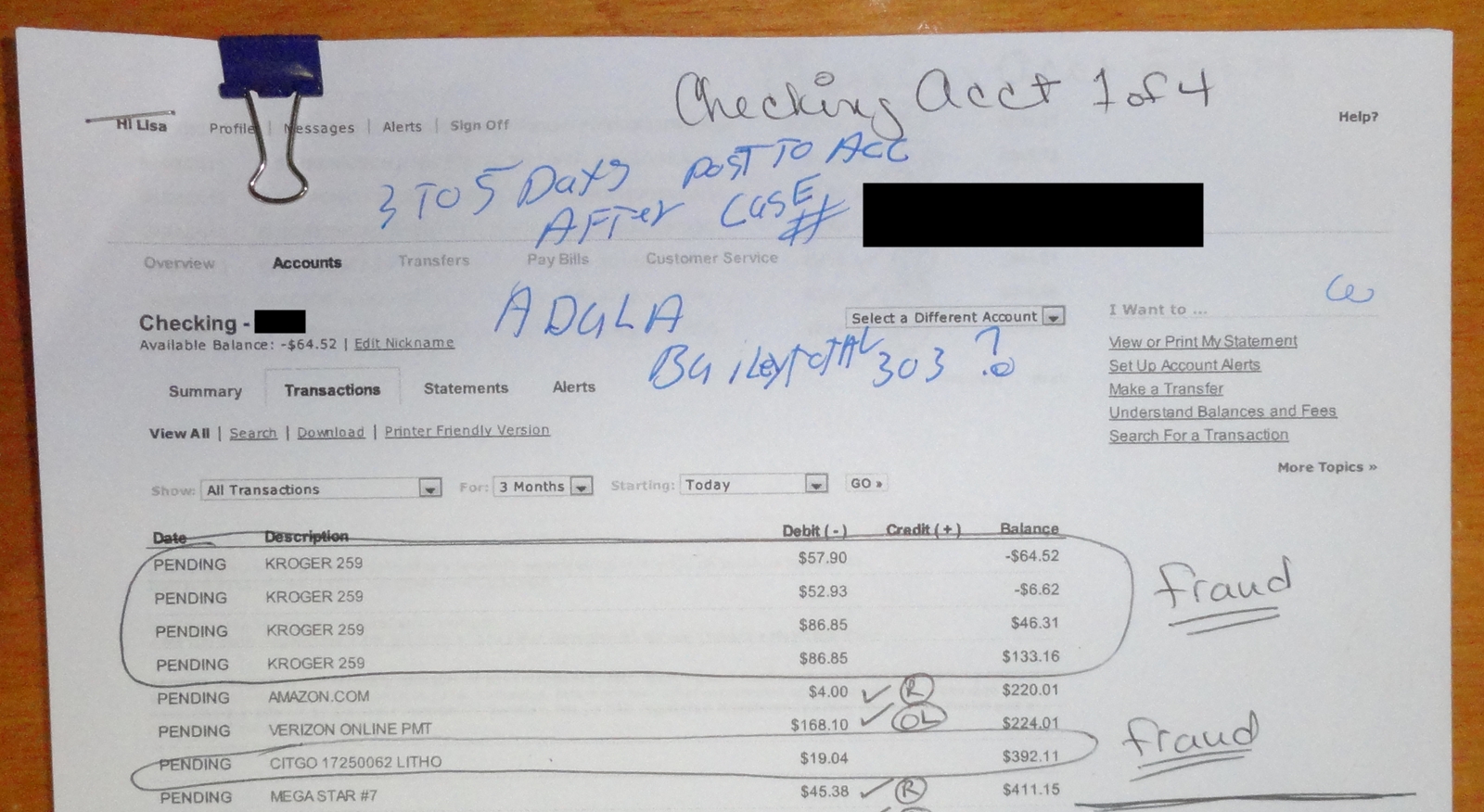 Suntrust Bank Debit Card Fraud