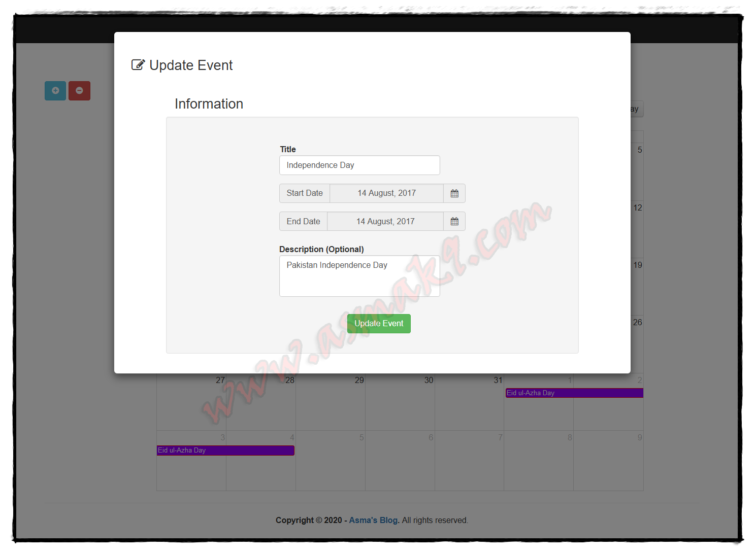 Event Manager using ASP.NET MVC and Jquery Full Calendar Plugin - Asma's Blog