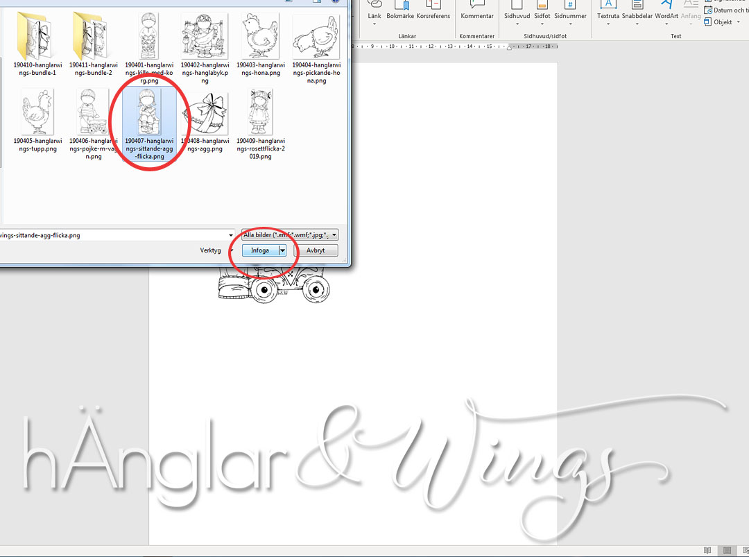 hÄnglar & Wings: How to use Digi-stamps in Word (step-by-step)