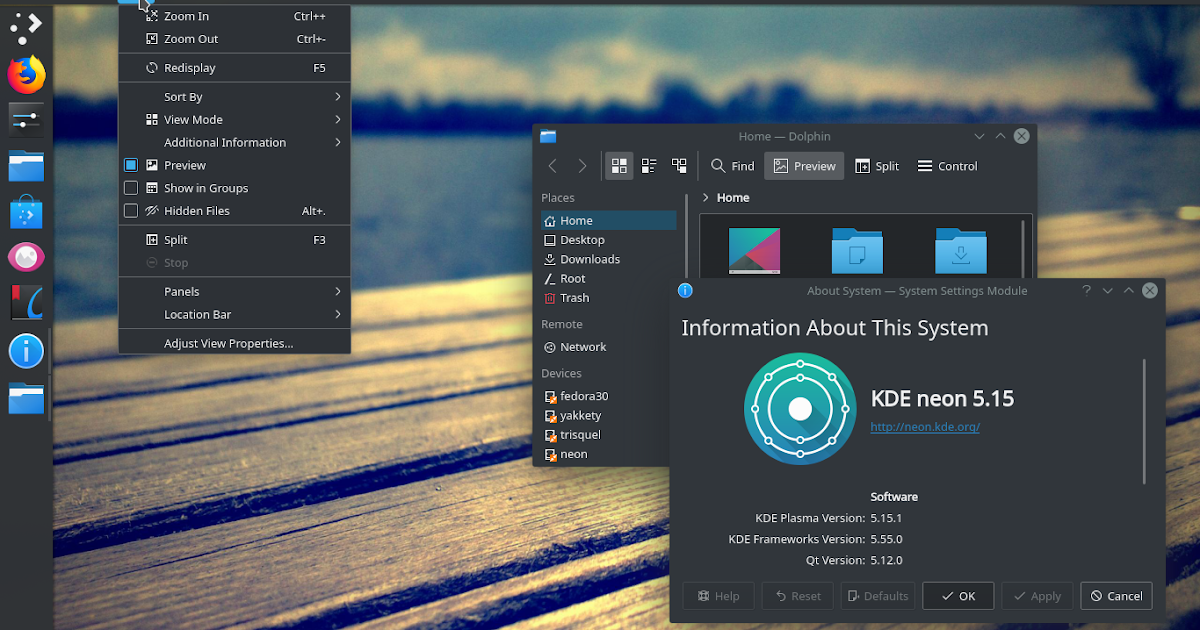 KDE Plasma Desktop + Vertical Panel + Global Menu