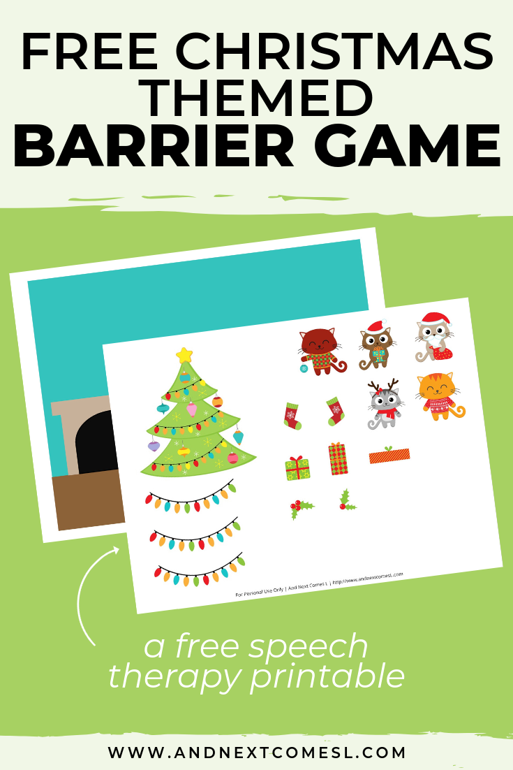 Free Printable Christmas Cats Barrier Game for Speech Therapy | And ...